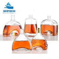 China Custom Design 700ml 750ml Extra Flint Metallic Gold Champagne Glass Bottle for Liquor for sale