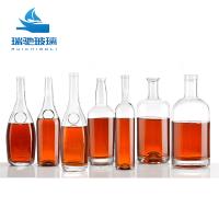 China Custom Brandy Vodka Whiskey Gin Tequila Liquor Glass Bottle with Cork 200ml 375ml 500ml 700ml 750ml for sale
