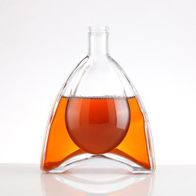 China Surface Handling Hot Stamping Clear Glass Brandy Bottle for Gin Tequila 500ml 700ml for sale