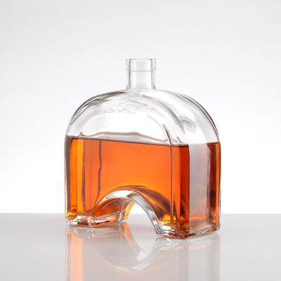 China Clear Empty Glass Liquor Bottles With Cork Lid for Brandy Whiskey Rum Gin Hot Stamping for sale