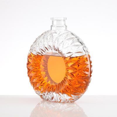 China Unique Super Flint Glass Customized Sealing Type Bottles for Brandy Vodka Gin Whiskey for sale