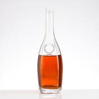 China 500ml 750ml 1000ml Clear Round Liquor Glass Bottle for Whisky Rum Tequila Vodka Liquor Wine for sale