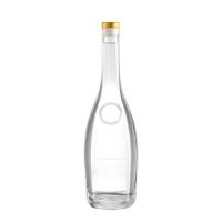 China 500ml 750ml 1000ml Clear Round Liquor Glass Bottle for Whisky Rum Tequila Vodka Liquor Wine for sale