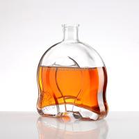 China Super Flint Glass 300mL 350mL 750mL Custom Brandy Liquor Bottle with Cap Sleek Design for sale