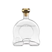 China Super Flint Glass 300mL 350mL 750mL Custom Brandy Liquor Bottle with Cap Sleek Design for sale