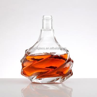 China Hot Stamping Super Flint Glass Whiskey Vodka Transparent Bottles for Bar Sleek Style for sale