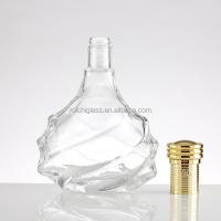 China Hot Stamping Super Flint Glass Whiskey Vodka Transparent Bottles for Bar Sleek Style for sale