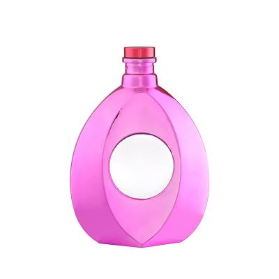 China 750ml Electroplated Glass Bottle for Spirits Vodka Gin Champagne Liquor Modern Design for sale