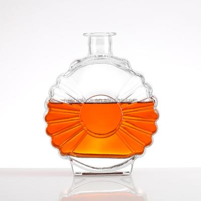 China Customized Custom Make Most Popular Style 500ml 750ml brandy glass bottles with cap for sale