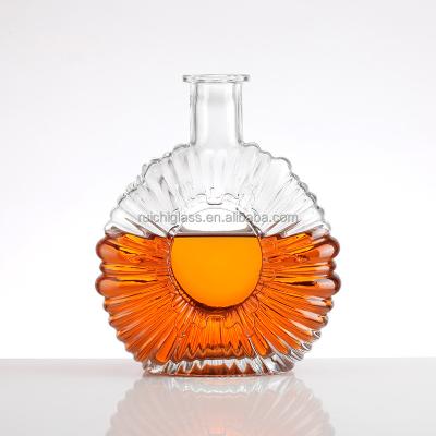 China Manufacture 500ml 750ml Brandy Glass Bottle with Cap and Aluminum Plastic PP Collar for sale