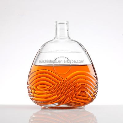 China Collar Material Aluminum Plastic PP 350ml 500ml 750ml Brandy Glass Bottles with Cap for sale