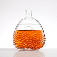 China 500ml Clear Round Empty Distillery Rum Whisky Spirit Gin Vodka Glass Liquor Bottle with Cork for sale