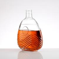 China 500ml Clear Round Empty Distillery Rum Whisky Spirit Gin Vodka Glass Liquor Bottle with Cork for sale