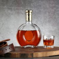 China Engraved Logo Cork Top 0.75L Clear Vodka 750ml Spirits Xo Brandy 1000ml Glass Bottle for sale