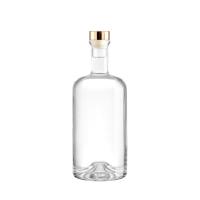 China 100ml 200ml 375ml 500ml 750ml Round Clear Frosted Vodka Glass Bottle Super Flint Glass for sale