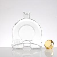 China Super Flint Glass 750ml Luxury Vodka Thick Bottom Whiskey Brandy Spirits Glass Bottle for sale