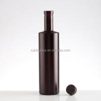 China Super Flint Glass 500ml 700ml Custom Design Black Printing Gin Vodka Whiskey Glass Bottle for sale