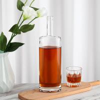 China Hot Stamping 200ml 500ml 750ml Round Empty Glass Spirit Bottles for Whisky Liquor for sale