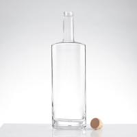 China Hot Stamping 200ml 500ml 750ml Round Empty Glass Spirit Bottles for Whisky Liquor for sale