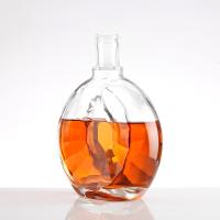 China Super Flint Glass Exquisite Square 100ml 500ml 700ml 750ml XO Spirit Bottle with Spiral Cork for sale
