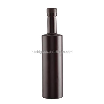 China Super Flint Glass Matte Black 375ml 500ml 750ml Gin Whisky Vodka Tequila Bottle With Cap for sale