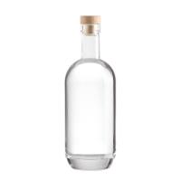 China Customized Custom Make 1000ml Clear Round Empty Glass Liquor Bottle with Cork for sale