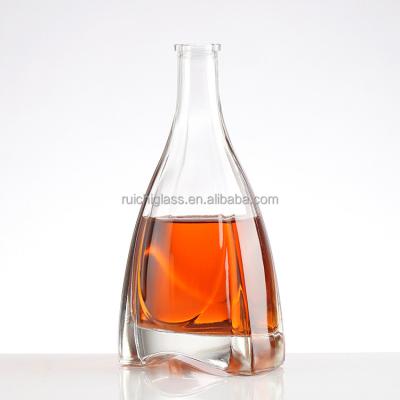 China Super Flint Glass Round Empty Whiskey Brandy Rum Gin Tequila Custom Glass Bottles for Liquor for sale