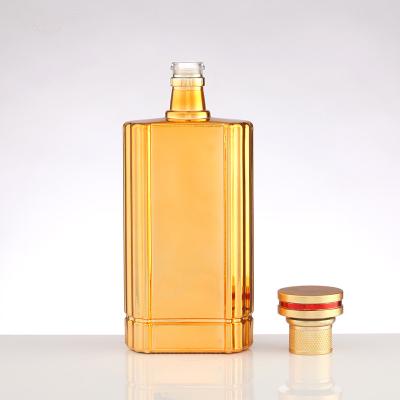 China 500ml Round Electroplate Gold Color Vodka Gin Bottles with Personalized Packaging for sale