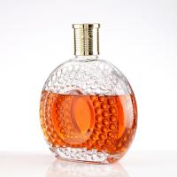 China Custom 500ml 700ml 750ml Brandy Xo Vodka Whiskey Gin Flat Shape Liquor Glass Bottle with Corks for sale
