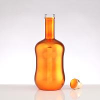 China Flint Colorful Electroplated Glass Tequila Vodka Liquor Bottles in Hot Stamping Style for sale