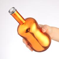 China Flint Colorful Electroplated Glass Tequila Vodka Liquor Bottles in Hot Stamping Style for sale