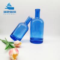 China Customized 375 ml Glass Whiskey Brandy Vodka Liquor Wine Bottle with Square Round Shape for sale