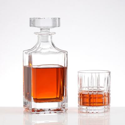 China Hot Stamping Whiskey Bottle with Cork Industrial Beverage Square Glass Cork Included for sale