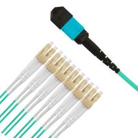 China OM4 Type MMF-MPO-LC 12 Fiber core female-Female Connector Type B polarity  Harness Mpo Patch Cord Cable for sale