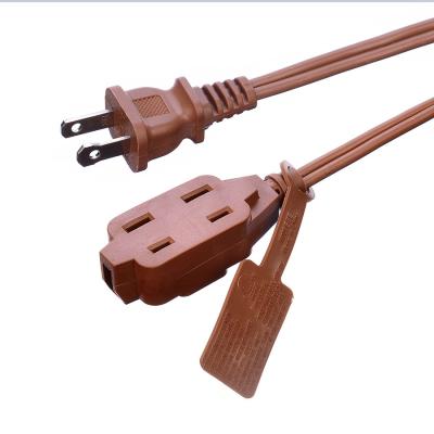 China 2X16AWG Brown Insulation Protection ETL Plug Power Cord Extension Cord NEMA Male End Type ETL Compliant ETL Certified for sale