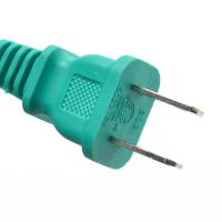China Green 2 Pin Laptop Plug Power Cord Extension Cord with Insulation Protection Rated Voltage 125V for sale