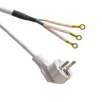 China SNI Certificated 16A Plug Braided Power Cord Extension Cords for Laptops Cable Specification H03RT-F 3x0.75-1.5MM2 White for sale