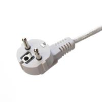 China SNI Certificated 16A Plug Braided Power Cord Extension Cords for Laptops Cable Specification H03RT-F 3x0.75-1.5MM2 White for sale