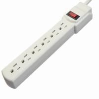 China Beige 6 Outlet North American Standard Electric Extension Sockets Power Strip Socket 14AWG Cable 3FT for Home Appliances for sale