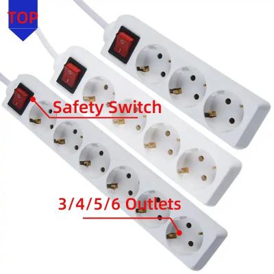 China CE Certificated EU Extension Socket Power Strip with 3x1.5mm Cable and Switch WIFI NO Standard EU 1 Meter Cable With Switch for sale