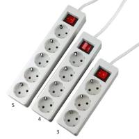 China EU Standard 3 Way Extension Power Strip with Switch 3x1.5mm2 Cable 1 Meter Customize Socket Grounding Standard Grounding for sale
