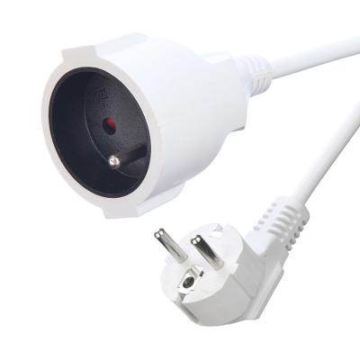China 3 Prong Round Pin Extention Cable White SNI Extention Cord for Home for sale