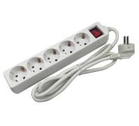 China 5 Gang Extension Socket 3x1.5mm2x5m VDE Flexible Cable Power Strip with Child Protection and 10/16A Rated Current for sale