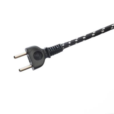 China Standard Grounding Power Cord Extension Cord Plug for Electric Iron Kettle 2 Pin Braided Rated Current 10A-16A for sale