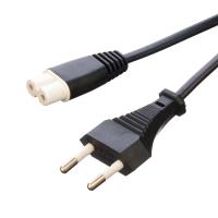 China 2.5A 2 Pin Plug Power Cords Black Kettle Plug with Connector or Socket Oxygen Free Bared Stranded Copper Conductor for sale