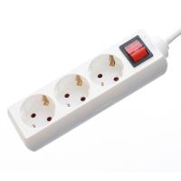 China EU Type Power Strip Surge Protection 3 Gang Extension Cord Socket with H03vvh2 f 2x0.75mm2 Power Cable and Electrical Plug for sale