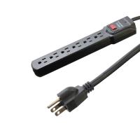 China Male End Type NEMA 5-15P ETL15A/125V 6 Outlet Electric Extension Socket Power Strip Surge Protector for Home Appliances for sale