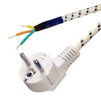 China VDE Standard Power Cord for Steam Iron Commercial Rated Current 16A 3 Prong Cotton Braided AC Extension Cord for sale