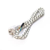 China VDE Standard Power Cord for Steam Iron Commercial Rated Current 16A 3 Prong Cotton Braided AC Extension Cord for sale