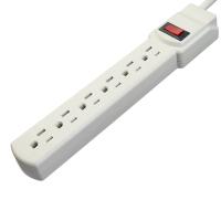 China Ready to Ship 2.5 FT Power Strip with 6 Outlets and Overload Fuse Surge Protector NEMA 5-15P Male End Type Customized for sale
